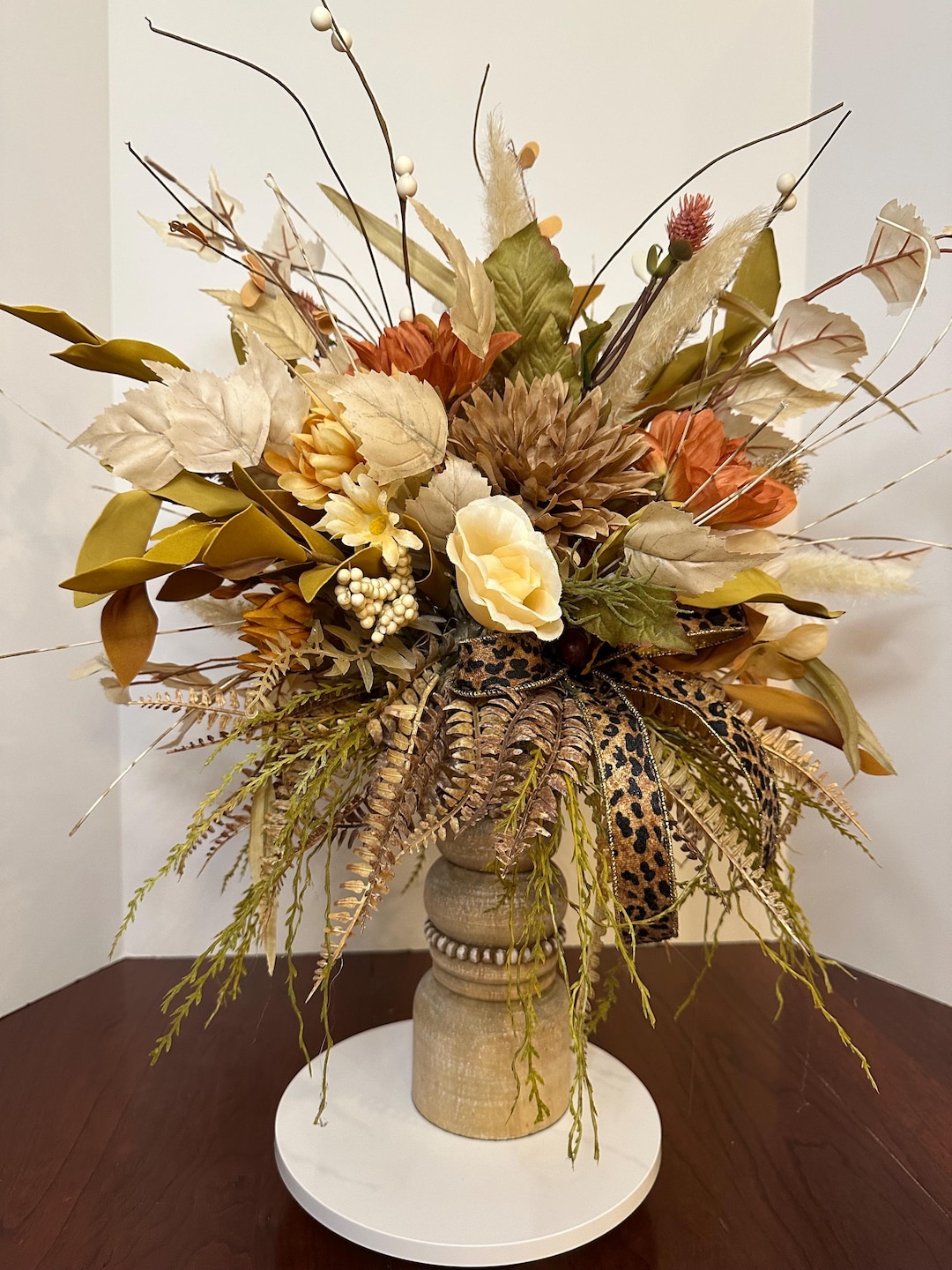 Neutral Fall Centerpiece,rustic Floral Design,fall Candlestick Table ...
