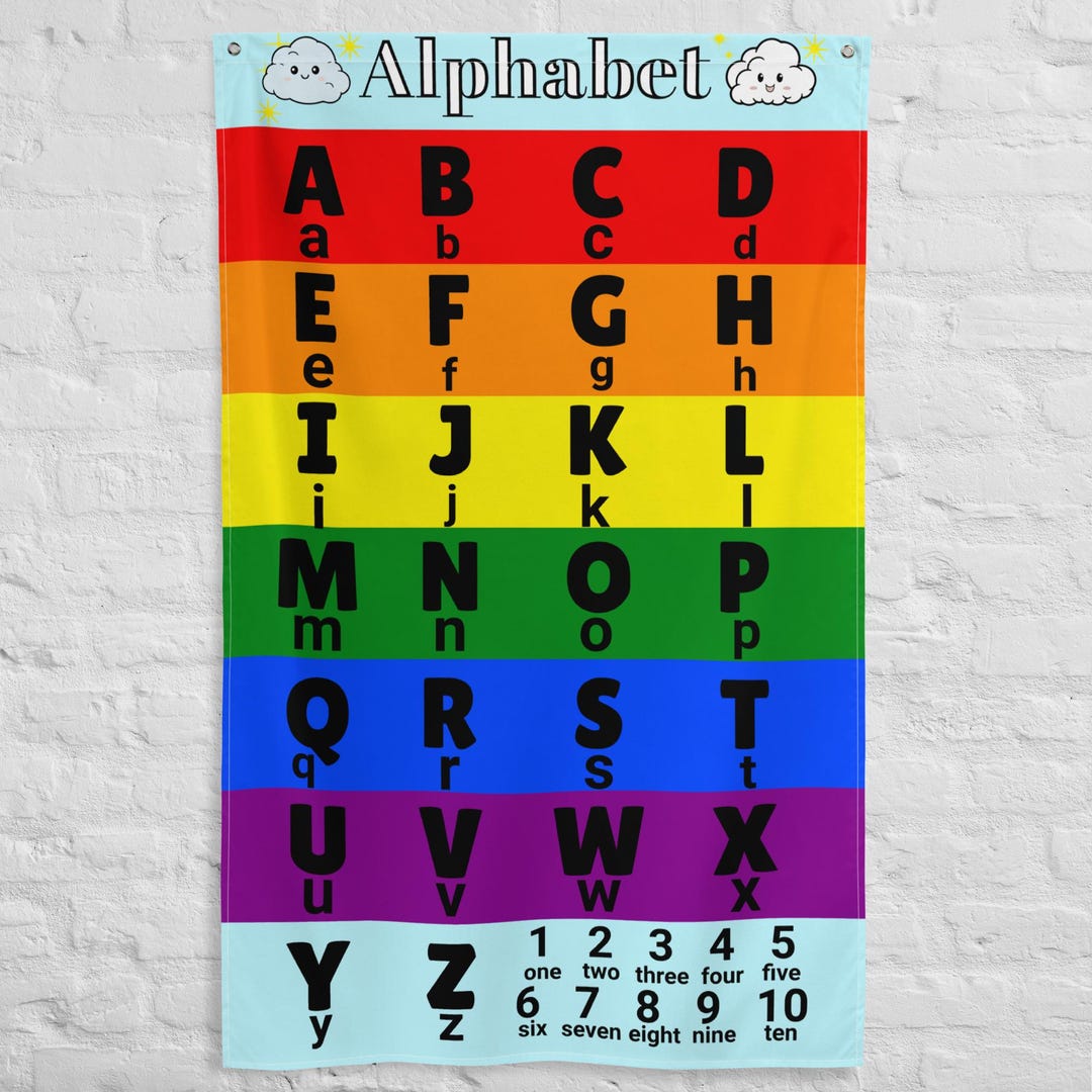 Alphabet and Number Chart Flag - Etsy