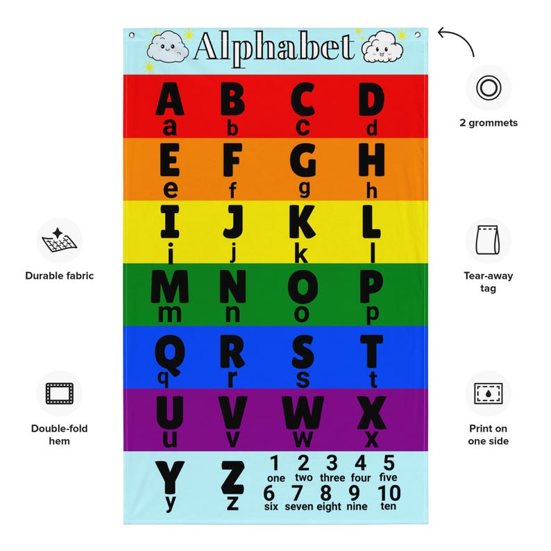 Alphabet and Number Chart Flag - Etsy