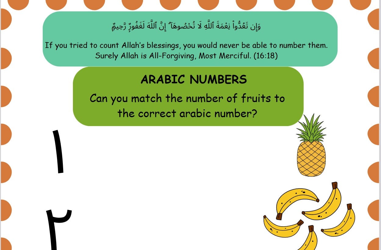 Arabic Numbers Matching Game - Etsy