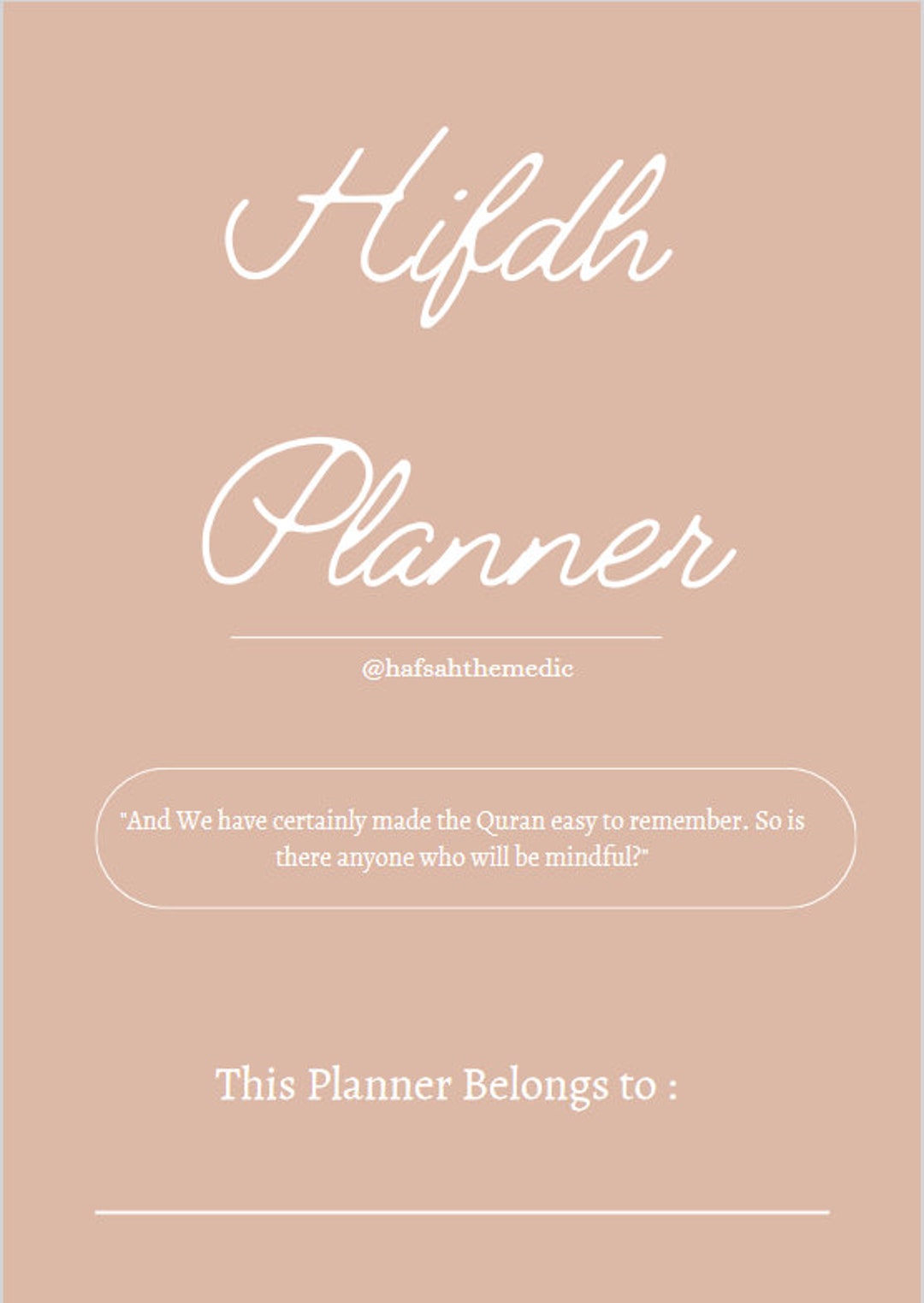 A Muslimah's Quran Hifdh Planner! - Etsy