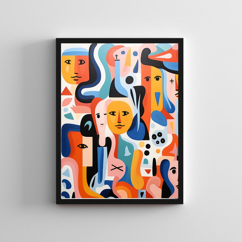 Digital Download Colorful Abstract Faces Print - PNG - Multiple Sizes ...