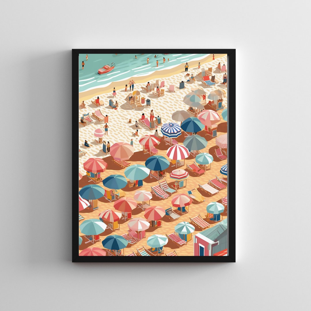 Digital Download Retro Beach Illustration (PNG File) -- Home and Office ...