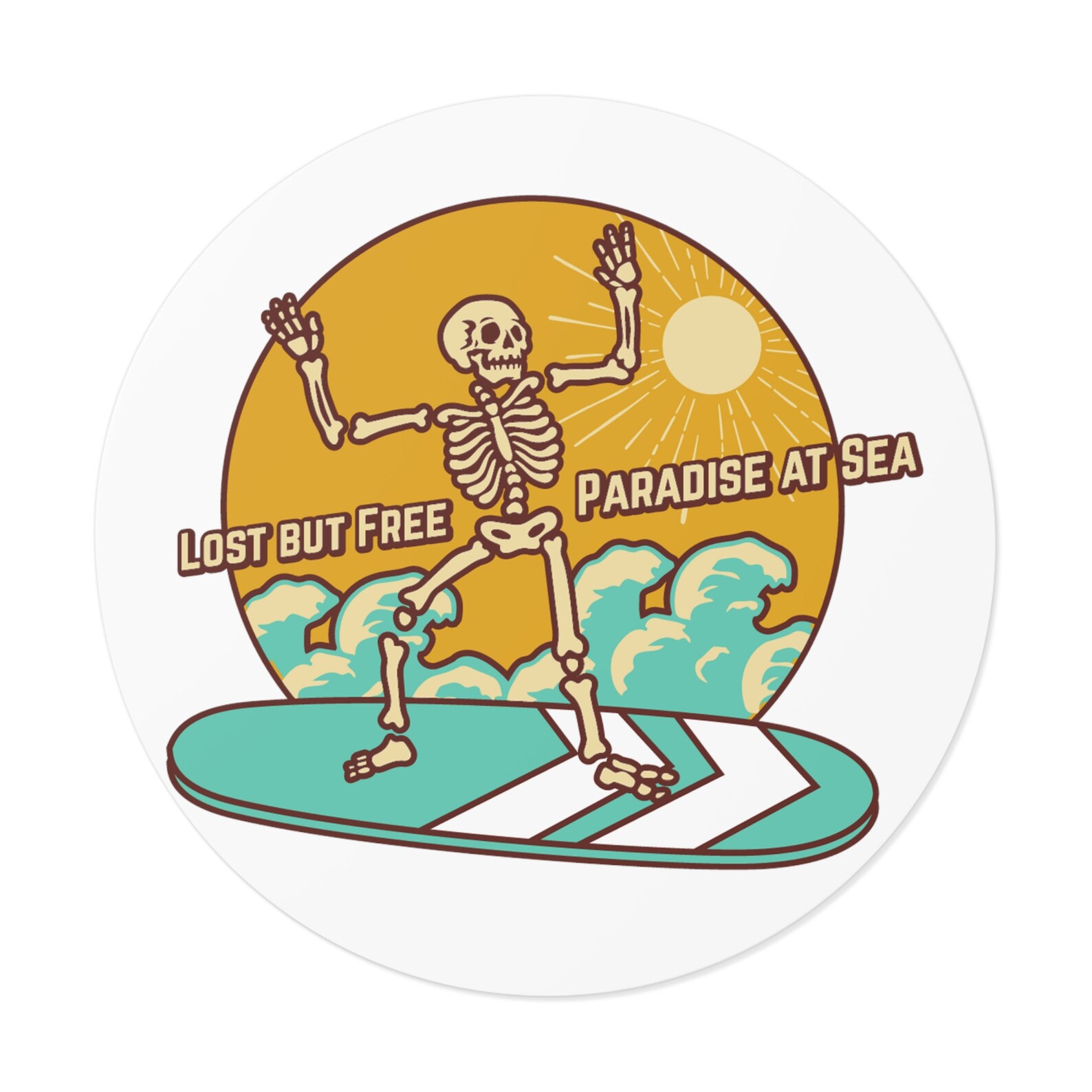 Skull Paradise at Sea Sticker - Etsy
