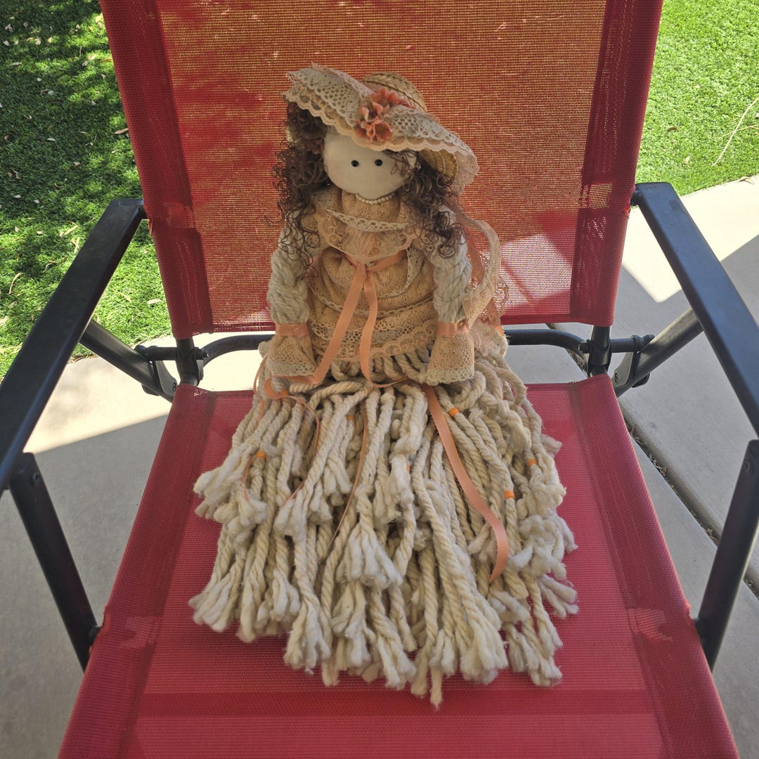 Beautiful Mop Doll With Straw Hat - Etsy