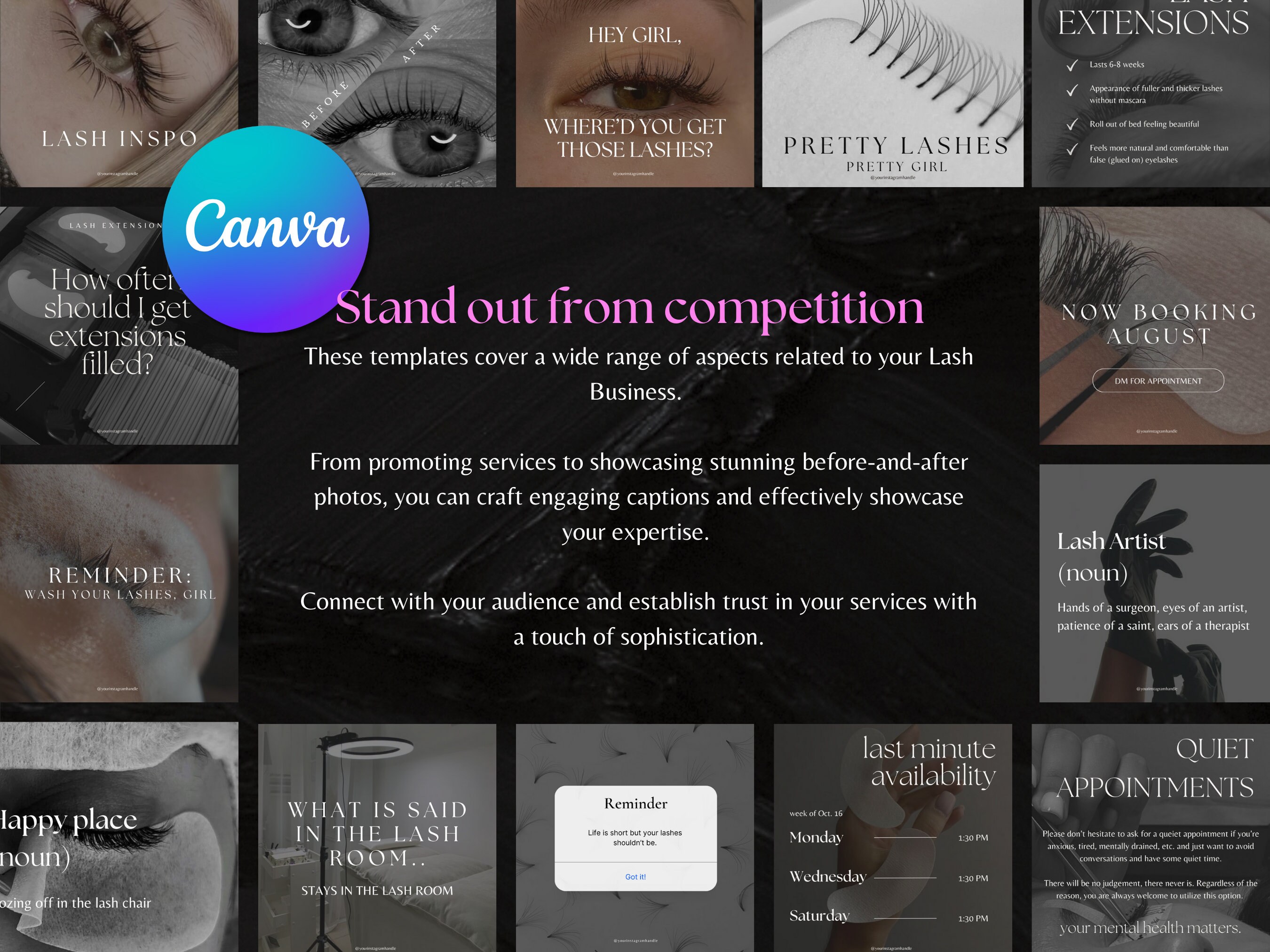 Lash Tech Instagram Posts | Canva Templates | Lash Artist | Lash Tech ...