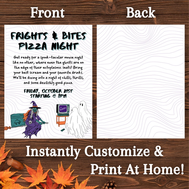 Scary Movie Pizza Party Invite, Halloween, Customizable, Personalizable ...