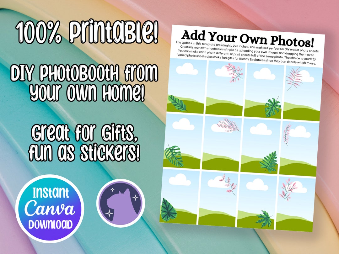 DIY Photo Sheet - Pink & Green Leaves, DIY Photos From Home, Instant ...
