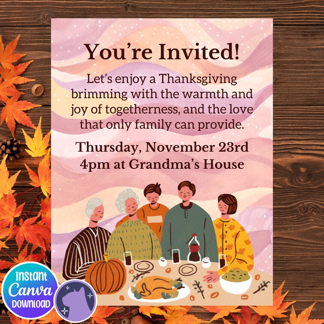 Thanksgiving Invite, Family and Friends, Customizable, Personalizable ...