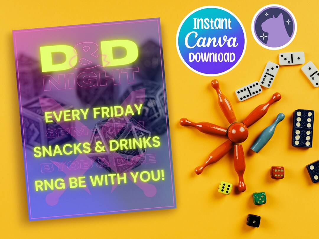 Dnd Night Flyer (neon), Customizable, Personalizable, Canva Template ...