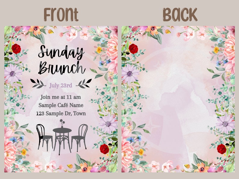 Floral Brunch Cafe Invitation Template, Event Invite, Instant ...