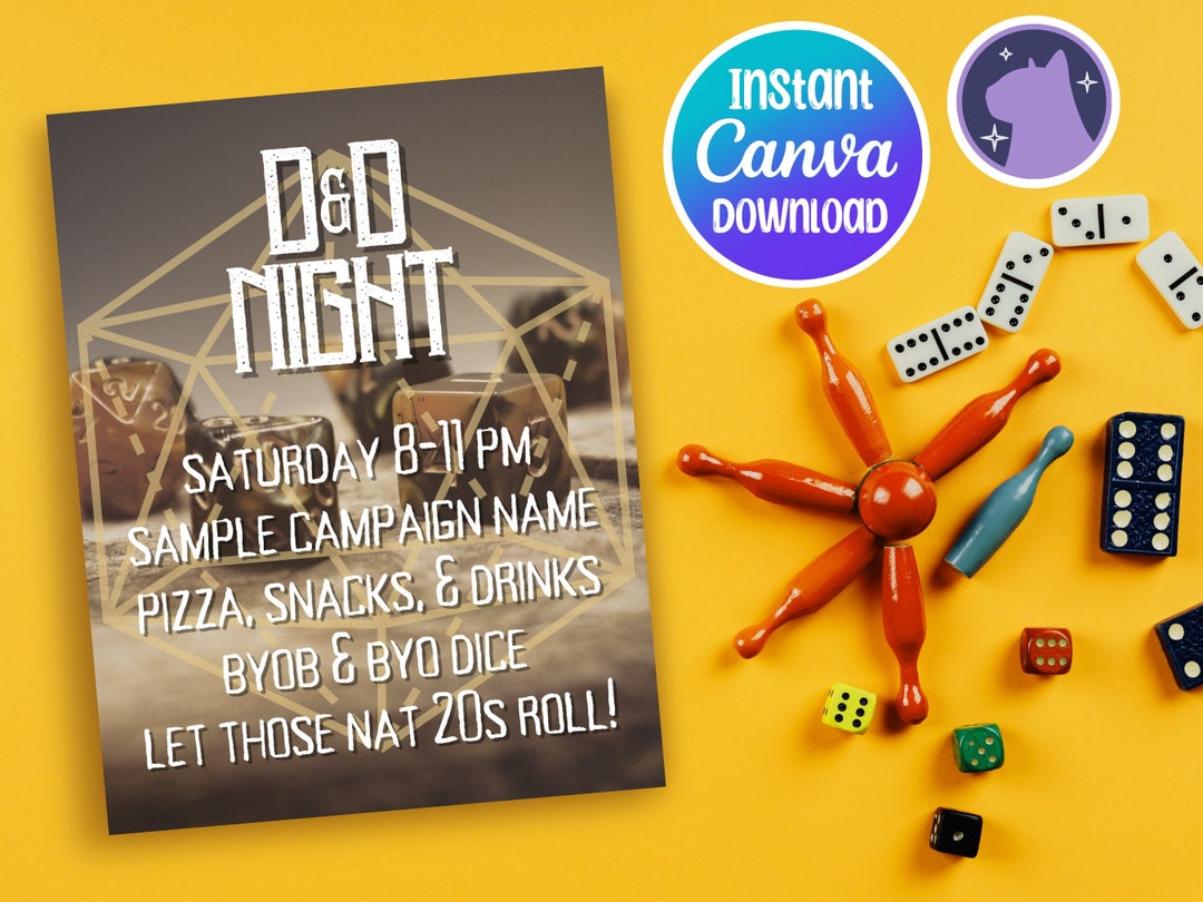 Dnd Night Flyer (brown), Customizable, Personalizable, Canva Template ...