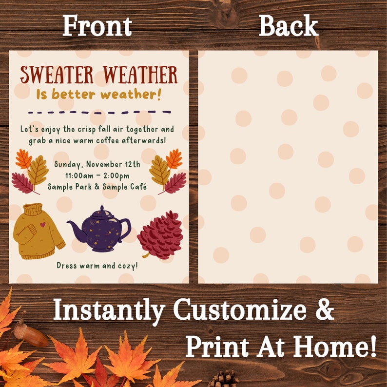 Sweater Weather Coffee Invite Flyer, Fall Event, Customizable ...