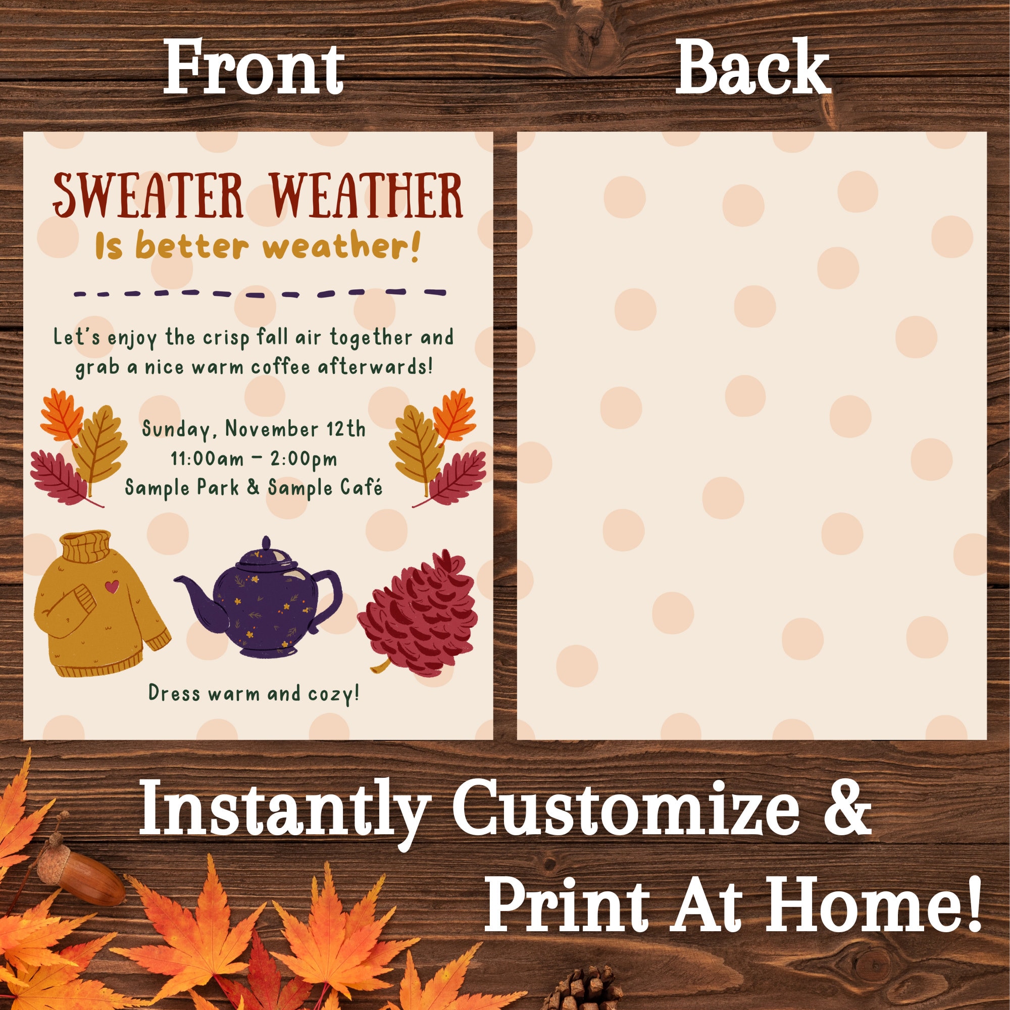 Sweater Weather Coffee Invite Flyer, Fall Event, Customizable ...