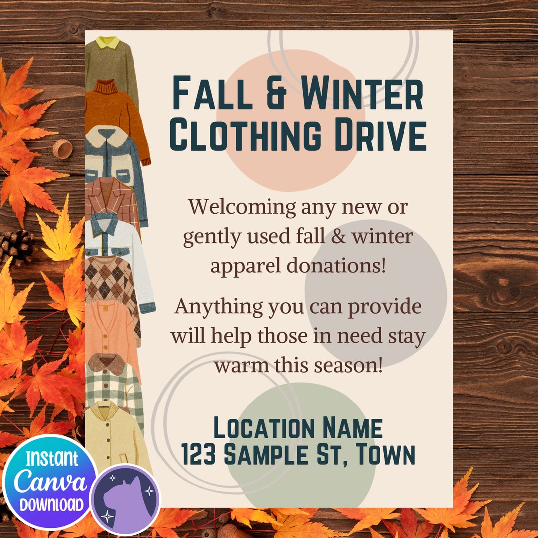 Fall and Winter Clothing Drive Flyer, Customizable, Personalizable ...