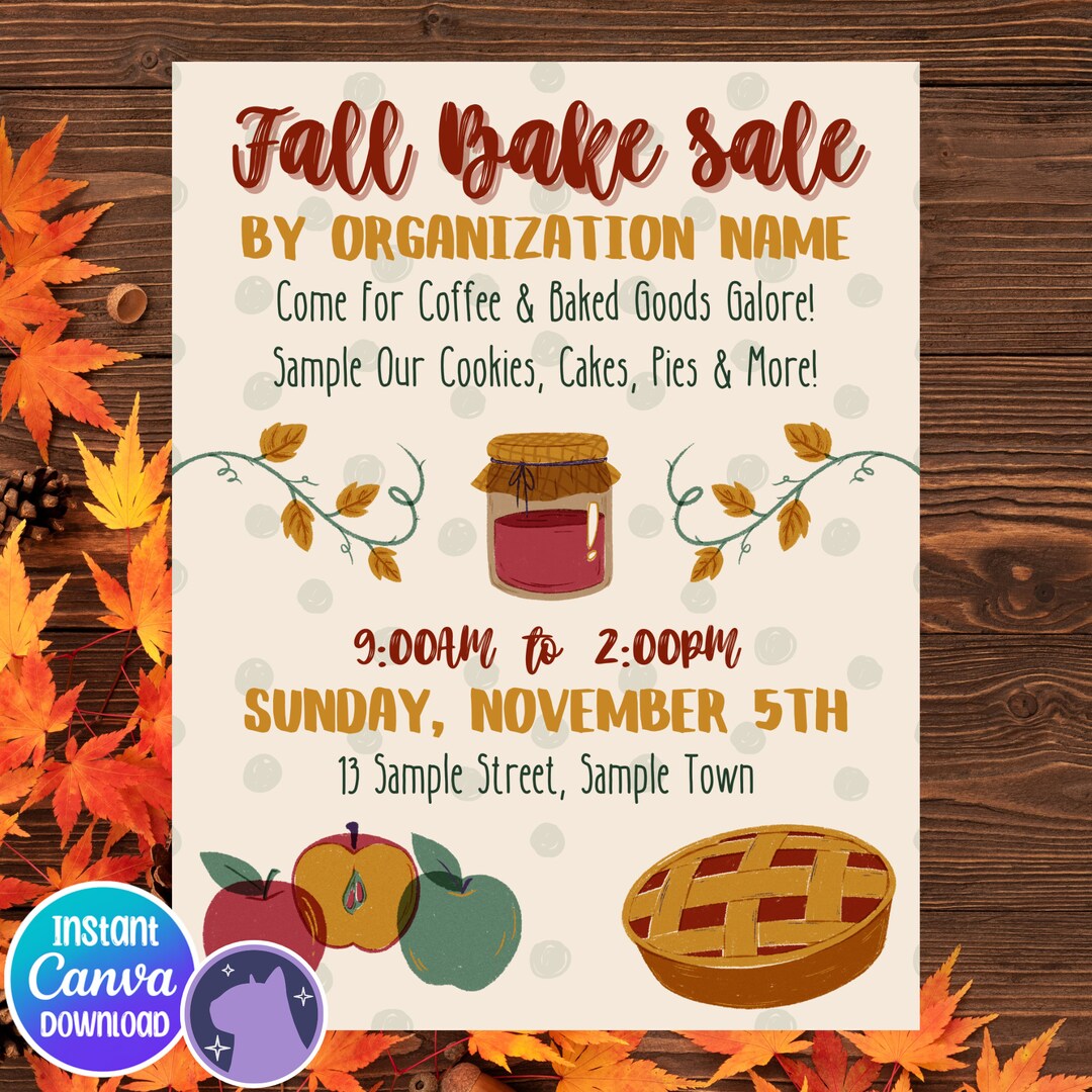 Fall Bake Sale Flyer, Farmers Market Flyer, Customizable ...