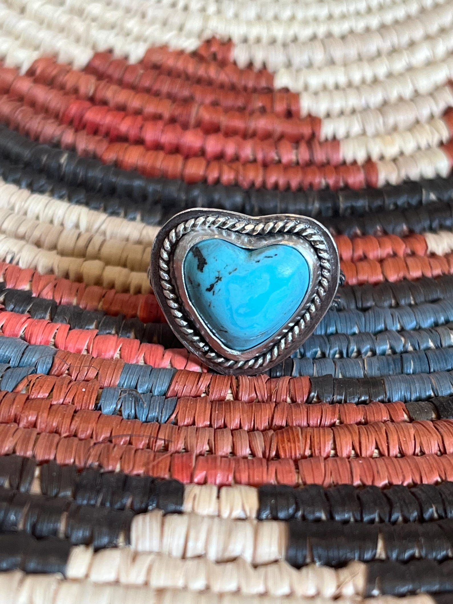 Beautiful Baby Blue Kingman Turquoise Heart Shaped Cabochon Set in ...