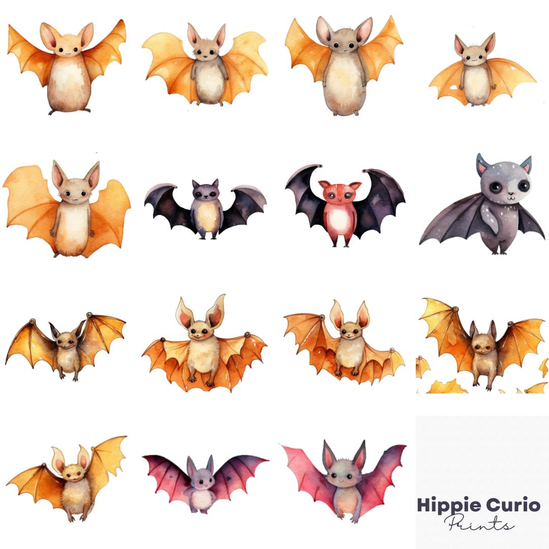 Watercolor Cute Bats Halloween Clipart - 31 Images Instant Download ...