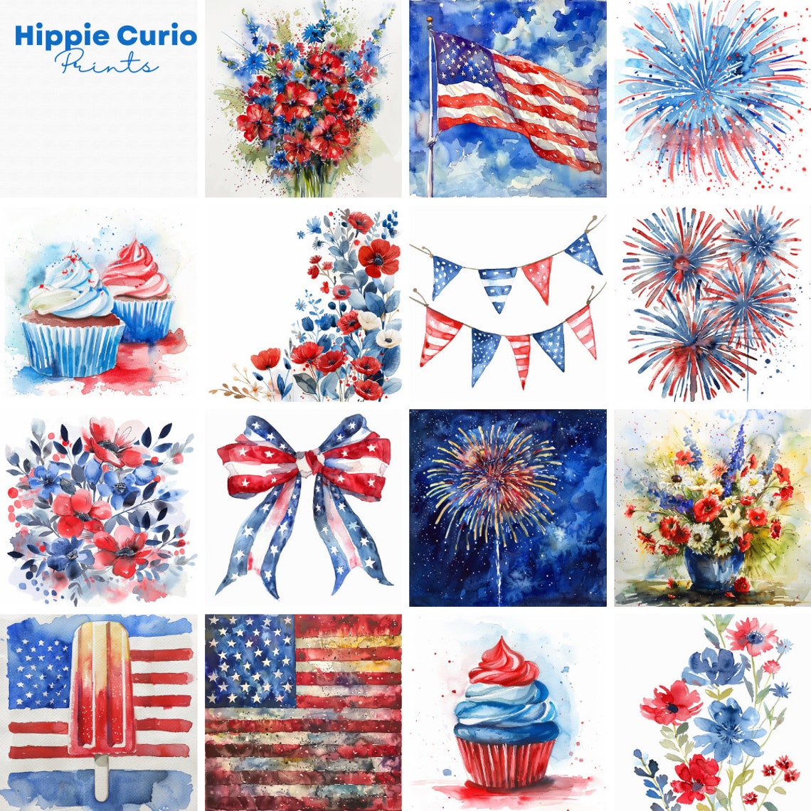 Vibrant Watercolor Fourth of July Clipart: Instant Download for ...