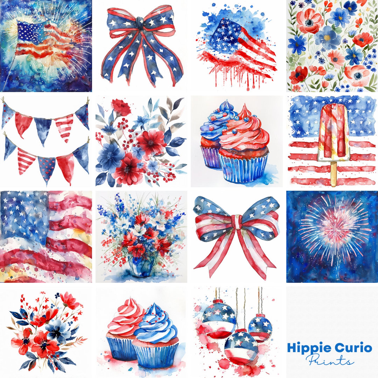 Vibrant Watercolor Fourth of July Clipart: Instant Download for ...