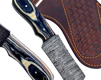 Cowboy Bull Cutter Knife Texas Flag Handle With Damascus Blade and Pan ...