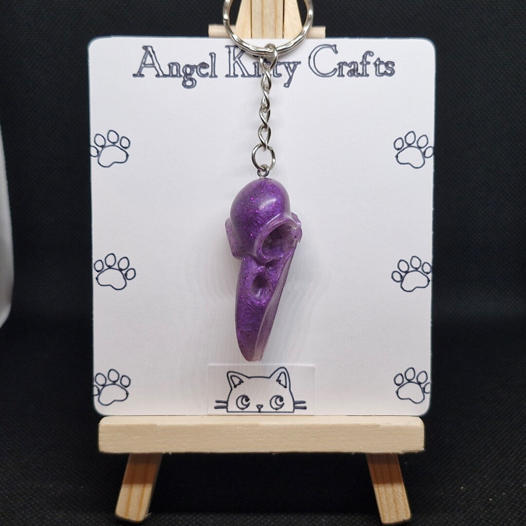 Crow Skull Resin Key Chain, Goth, Wiccan, Witch, Pagan, Bone, Handmade ...