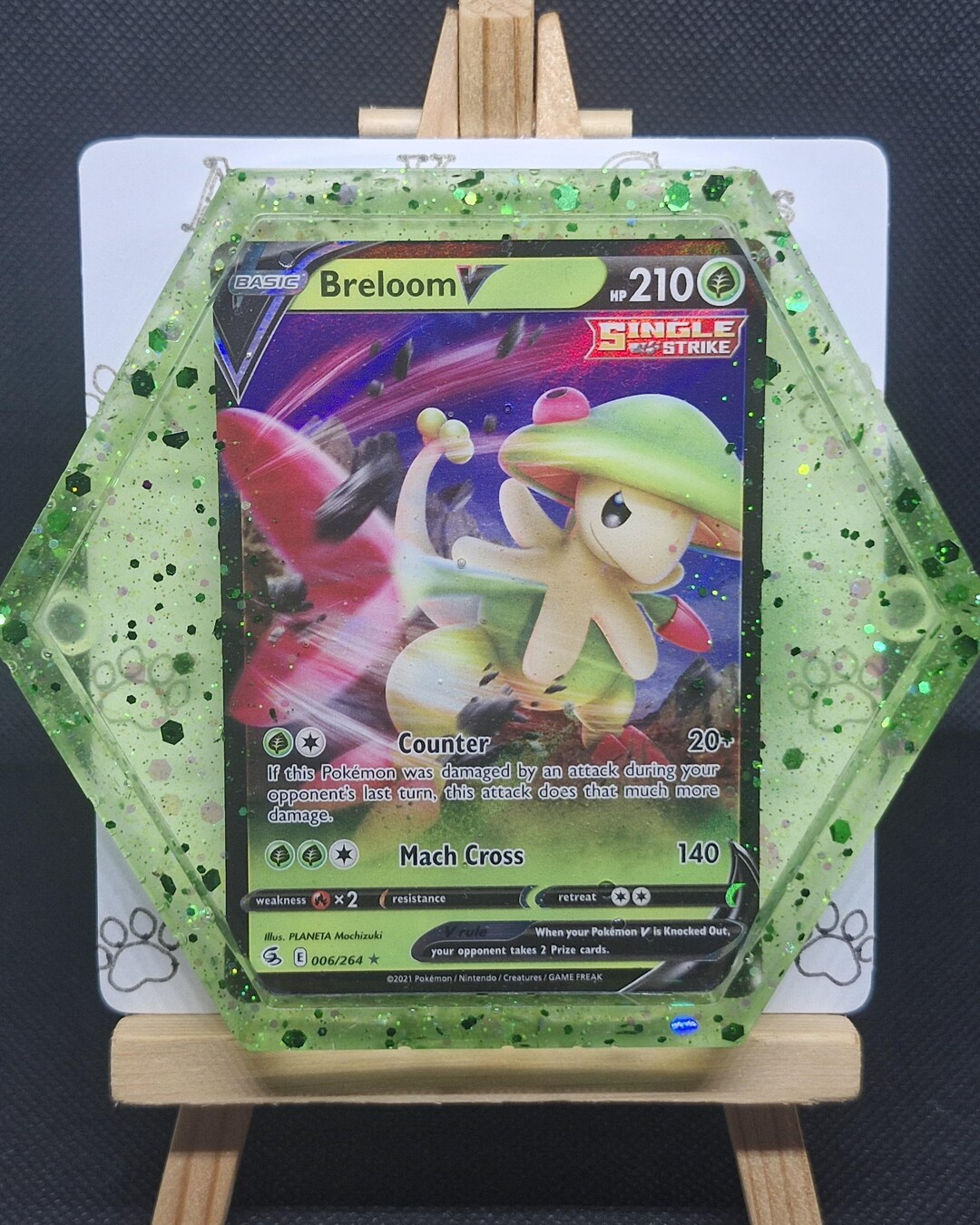 Pokemon Breloom Full Art TCG Card Resin Coaster Glitter, Trinket, Token ...