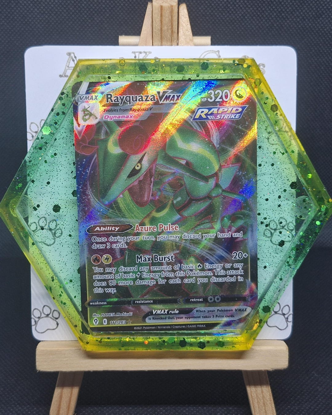 Pokemon Rayquaza Full Art TCG Card Resin Coaster Glitter, Trinket ...