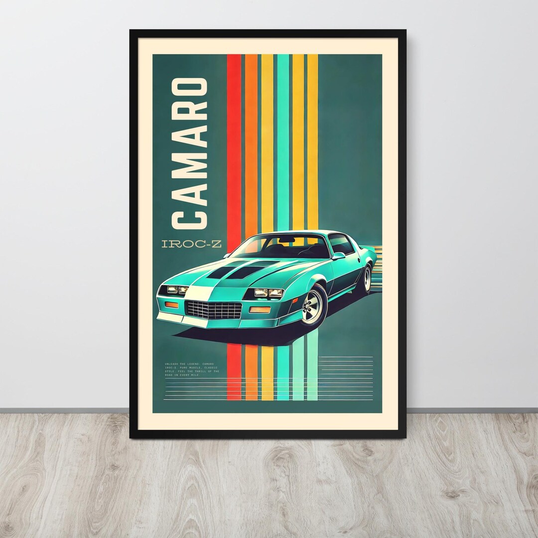 Vintage Camaro Race Car Nursery Wall Art - Boys' Room Retro Car Posters ...