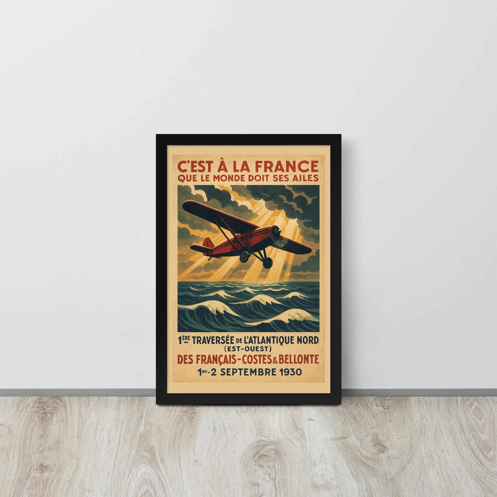 Vintage Airplane Over Atlantic Poster – Historic Aviation Wall Art ...