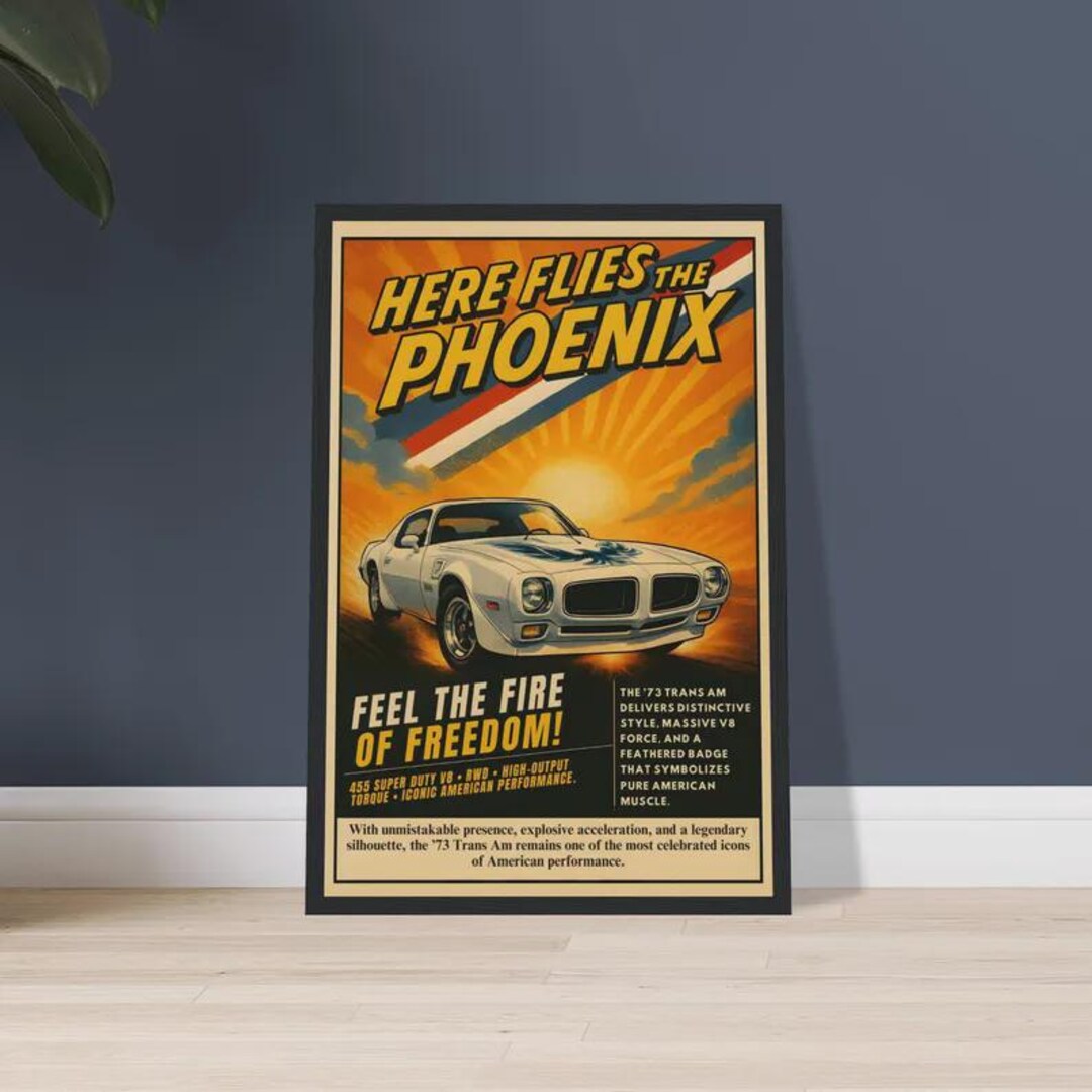 Vintage 1973 Trans Am Poster, Retro Muscle Car Wall Art, Classic ...