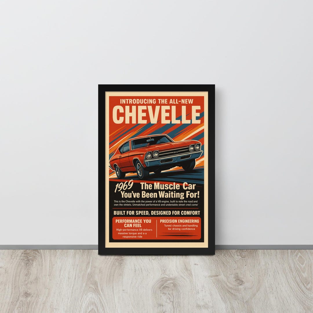 1969 Chevy Chevelle Poster – Classic Muscle Car Wall Art – Gift for ...