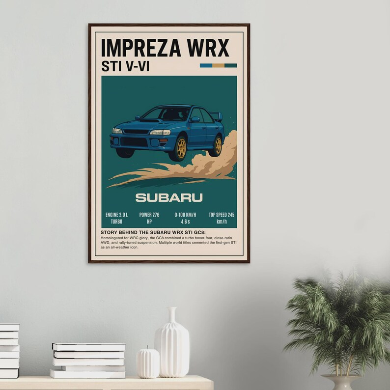 Subaru WRX GC8 STI Poster – Rally Car Art Print, Gift for Car Guys ...
