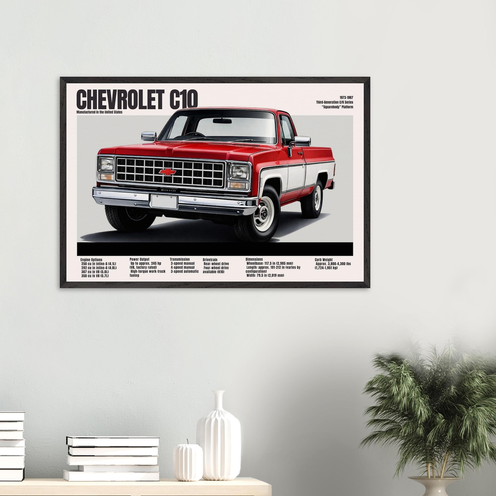1973–1987 Chevrolet C10 Poster – Vintage Squarebody Truck Wall Art ...