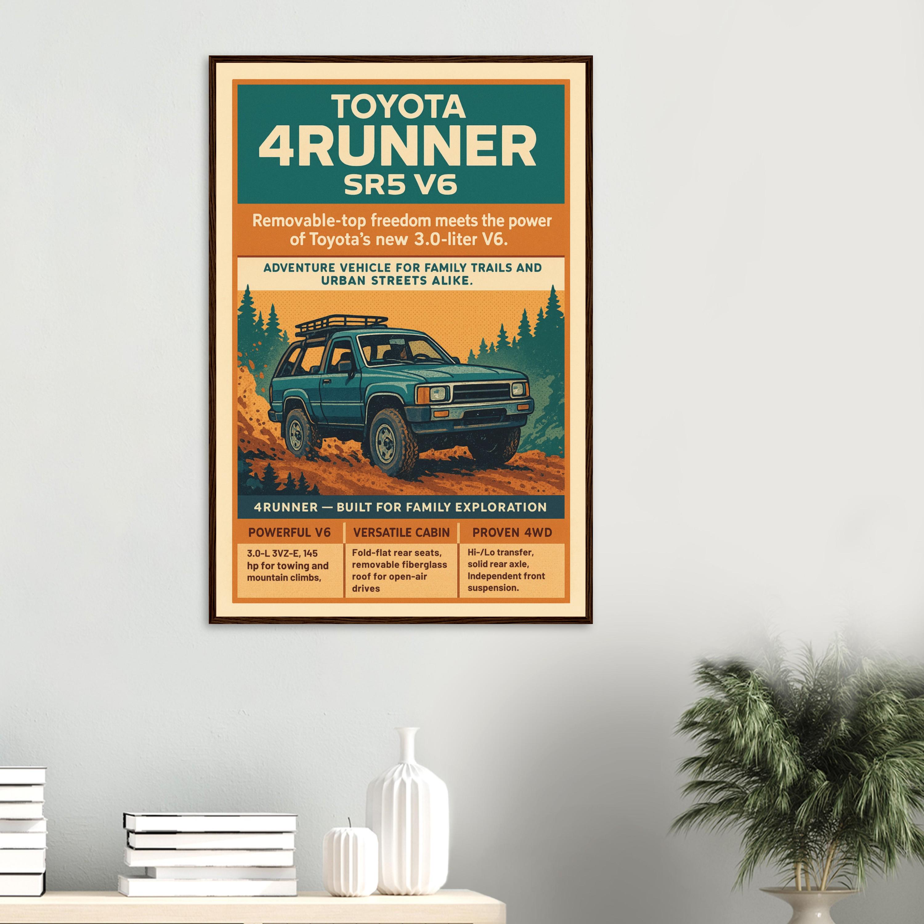 Toyota 4runner SR5 V6 Retro Poster – Vintage Off-road SUV Wall Art ...