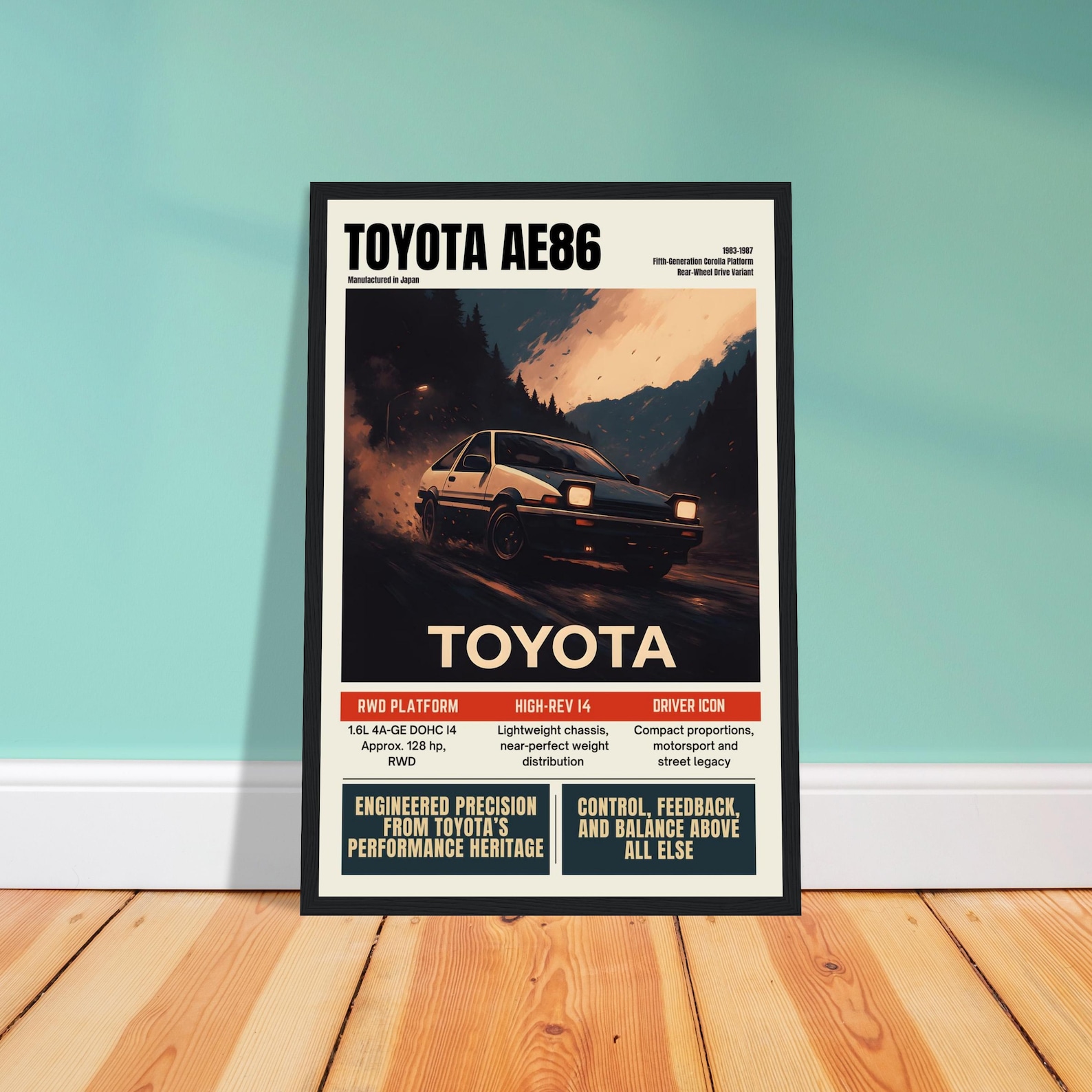 Initial D AE86 Poster – Touge Drift Art Print – JDM Wall Decor for Car ...