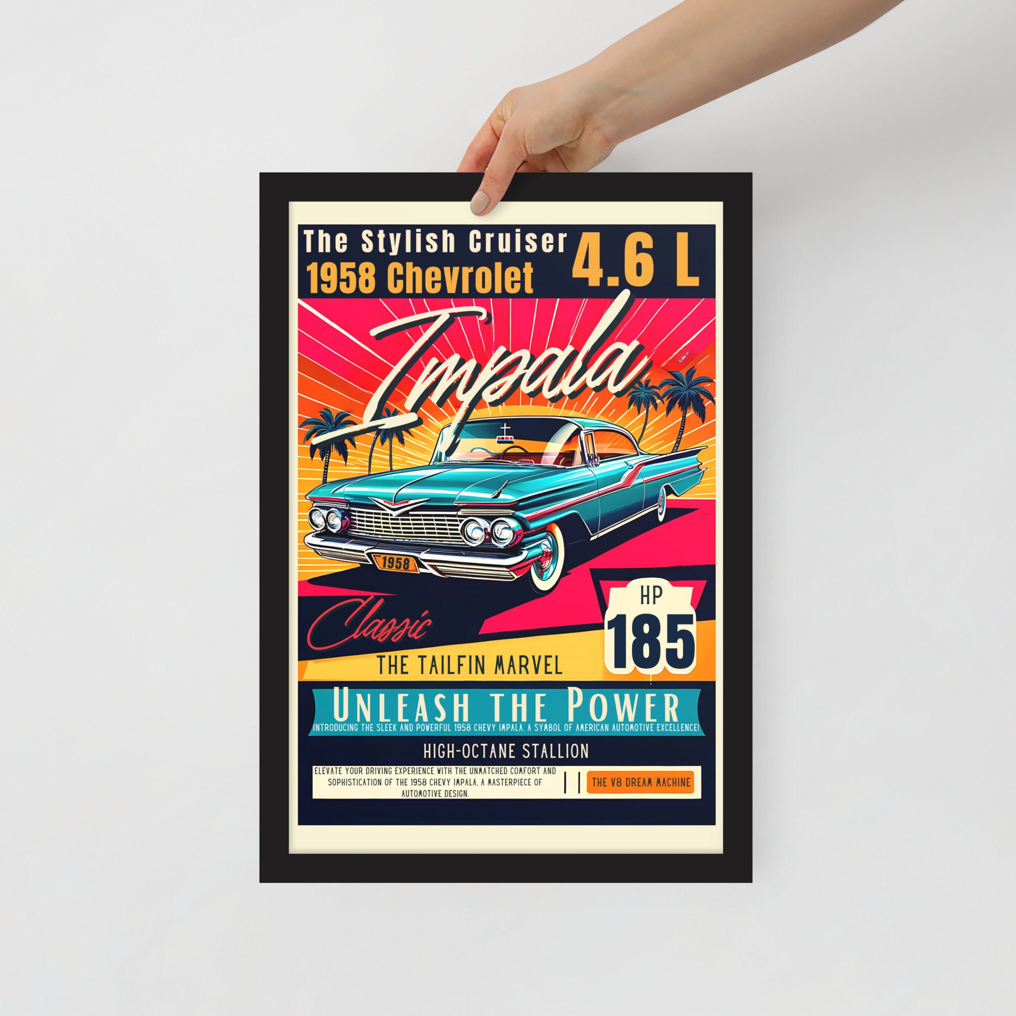 1958 Chevy Impala Poster Digital Download, Vintage Car Print, Race Car ...
