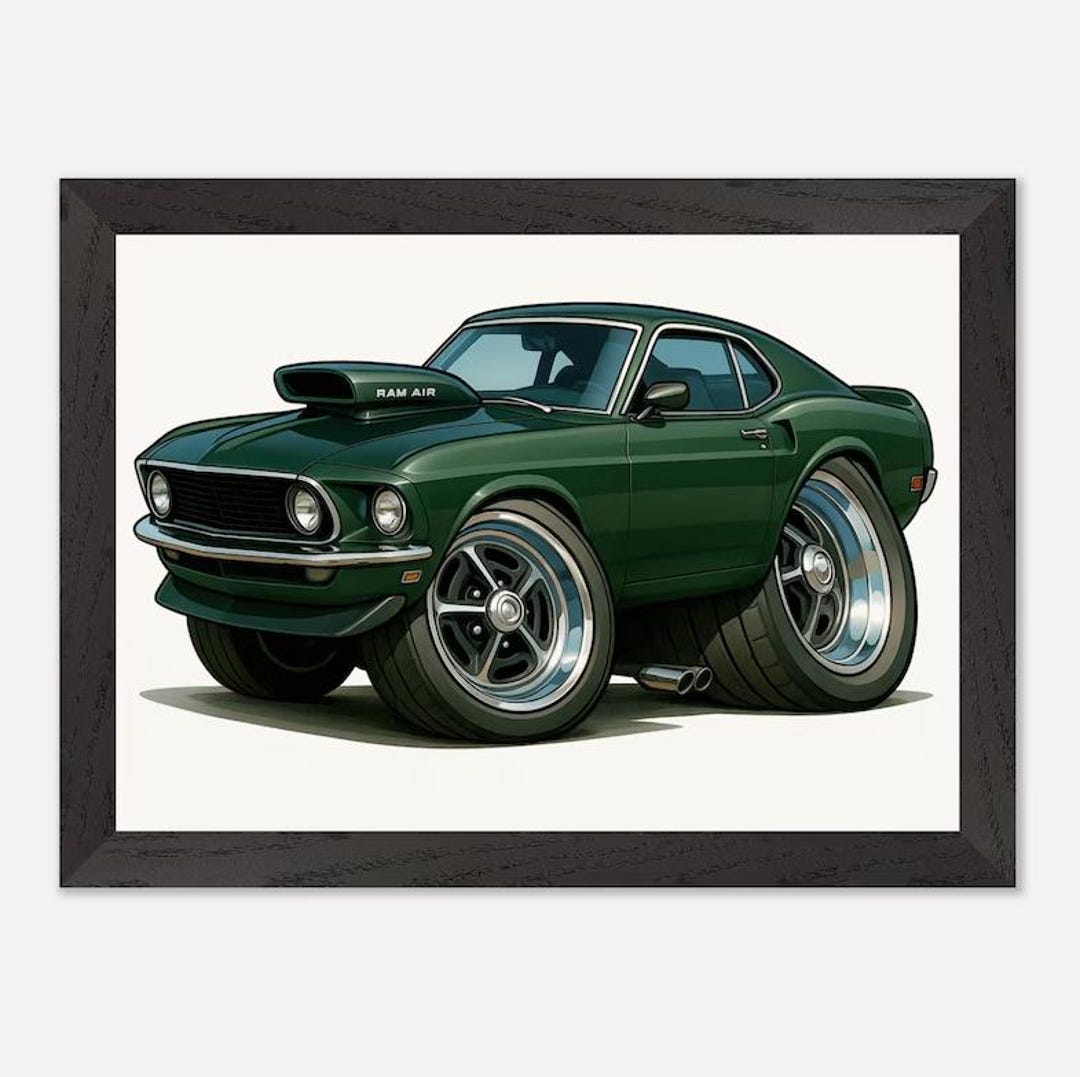 1969 Ford Mustang 428 Cobra Jet Poster – Classic Muscle Car Garage Art ...