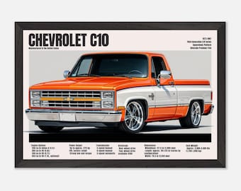 1973–1987 Chevy C10 Poster – Vintage Squarebody Truck Wall Art, Retro ...
