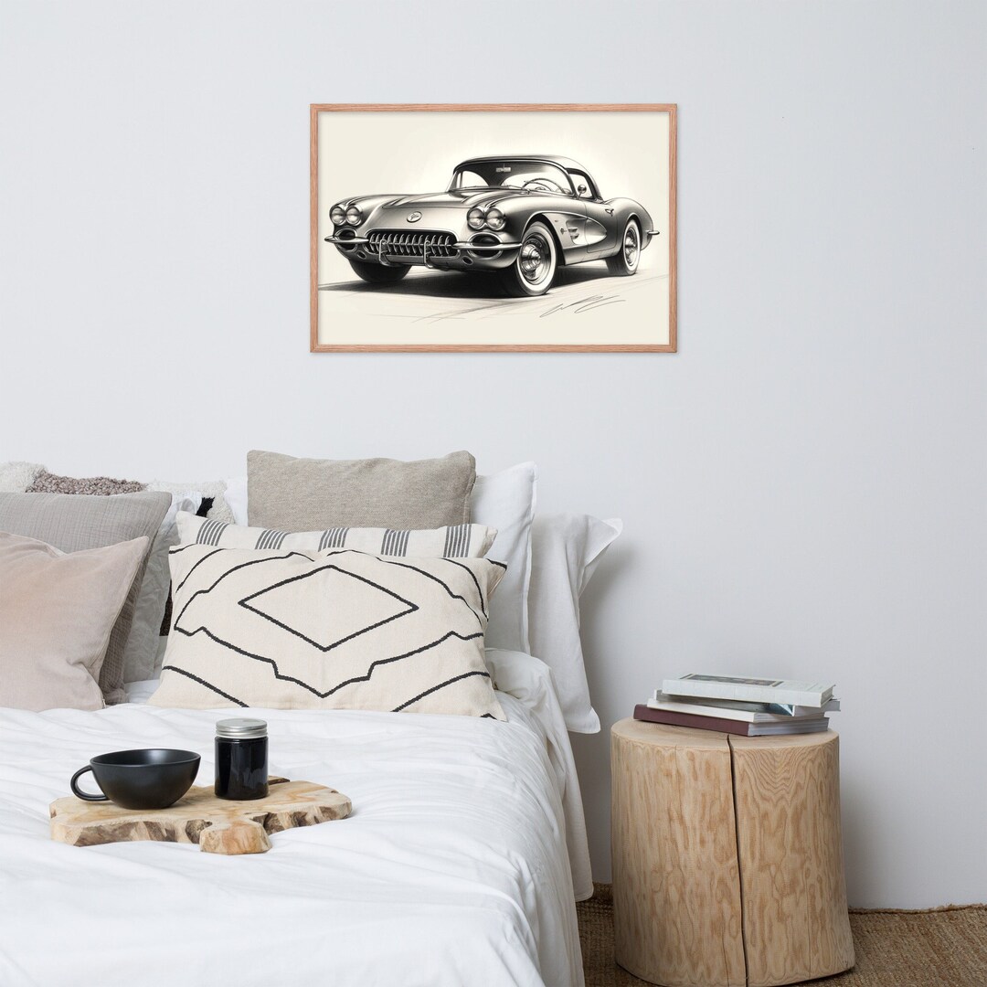 Chevrolet Corvette C1 Vintage Car Poster Car Guy Gift Race Car Poster ...