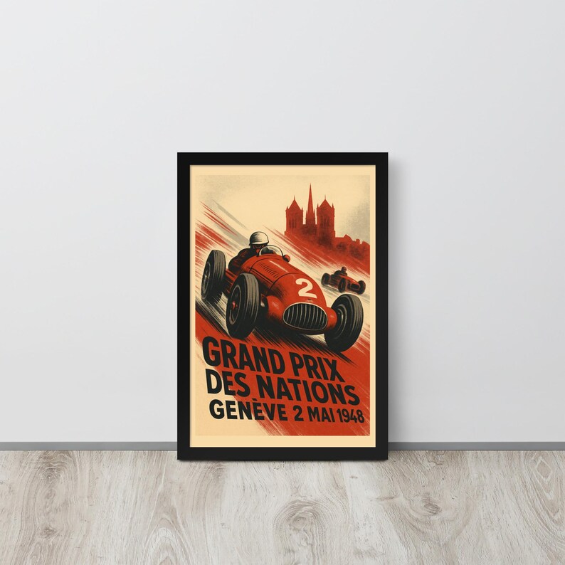Vintage Race Car Poster Classic Racing Wall Art Gift for Husband, Dad ...