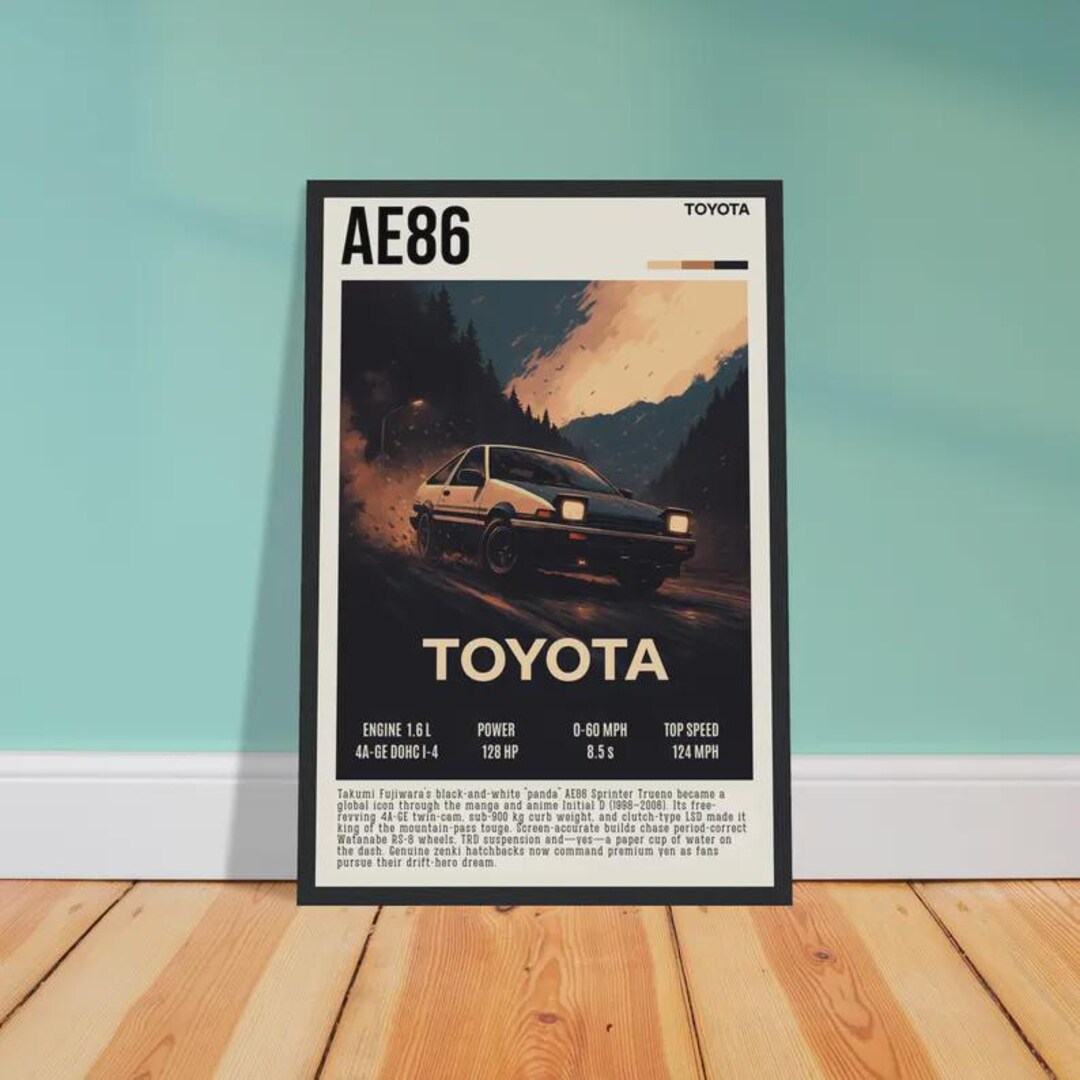 Initial D AE86 Poster – Touge Drift Art Print – JDM Wall Decor for Car ...
