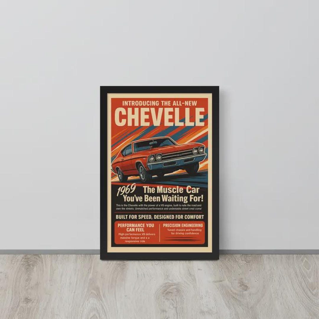 1969 Chevy Chevelle Poster – Classic Muscle Car Wall Art – Gift for ...