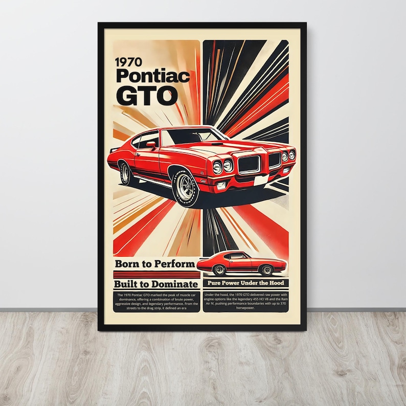 Vintage 1970 Pontiac GTO Poster Digital Download, Vintage Car Print ...
