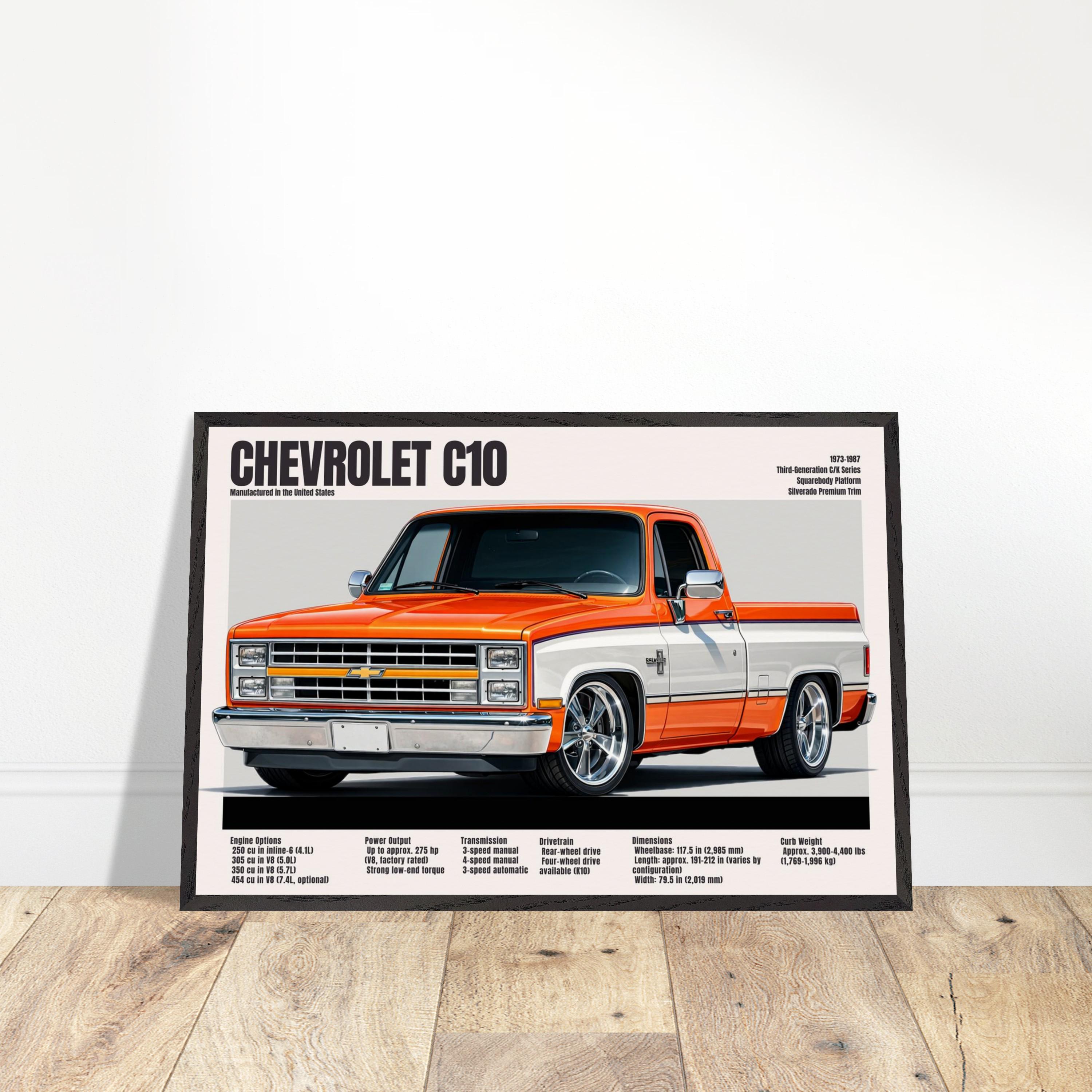 1973–1987 Chevy C10 Poster – Vintage Squarebody Truck Wall Art, Retro ...