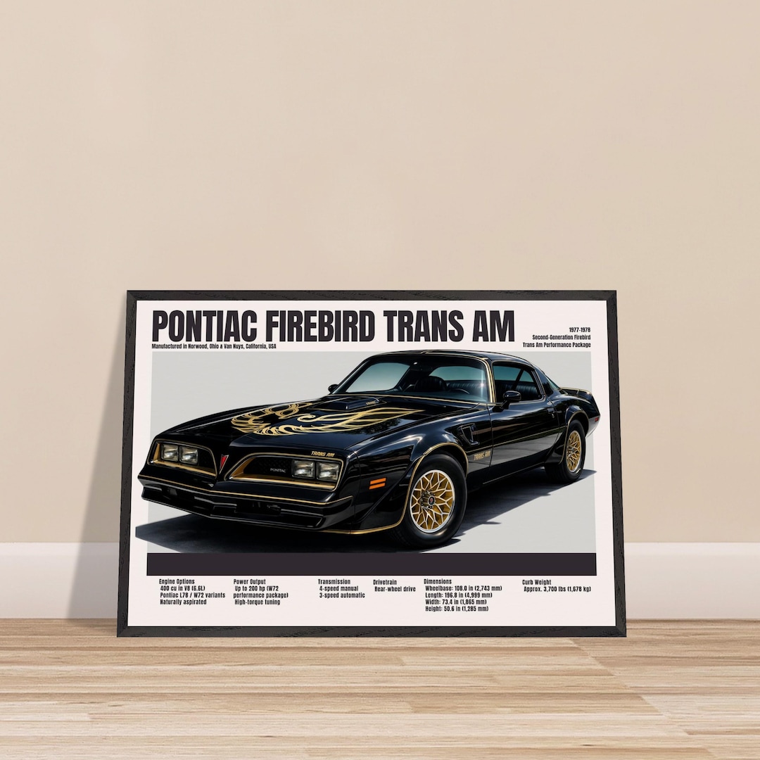 1977–1978 Trans Am Poster – Vintage Firebird Muscle Car Wall Art, Retro ...