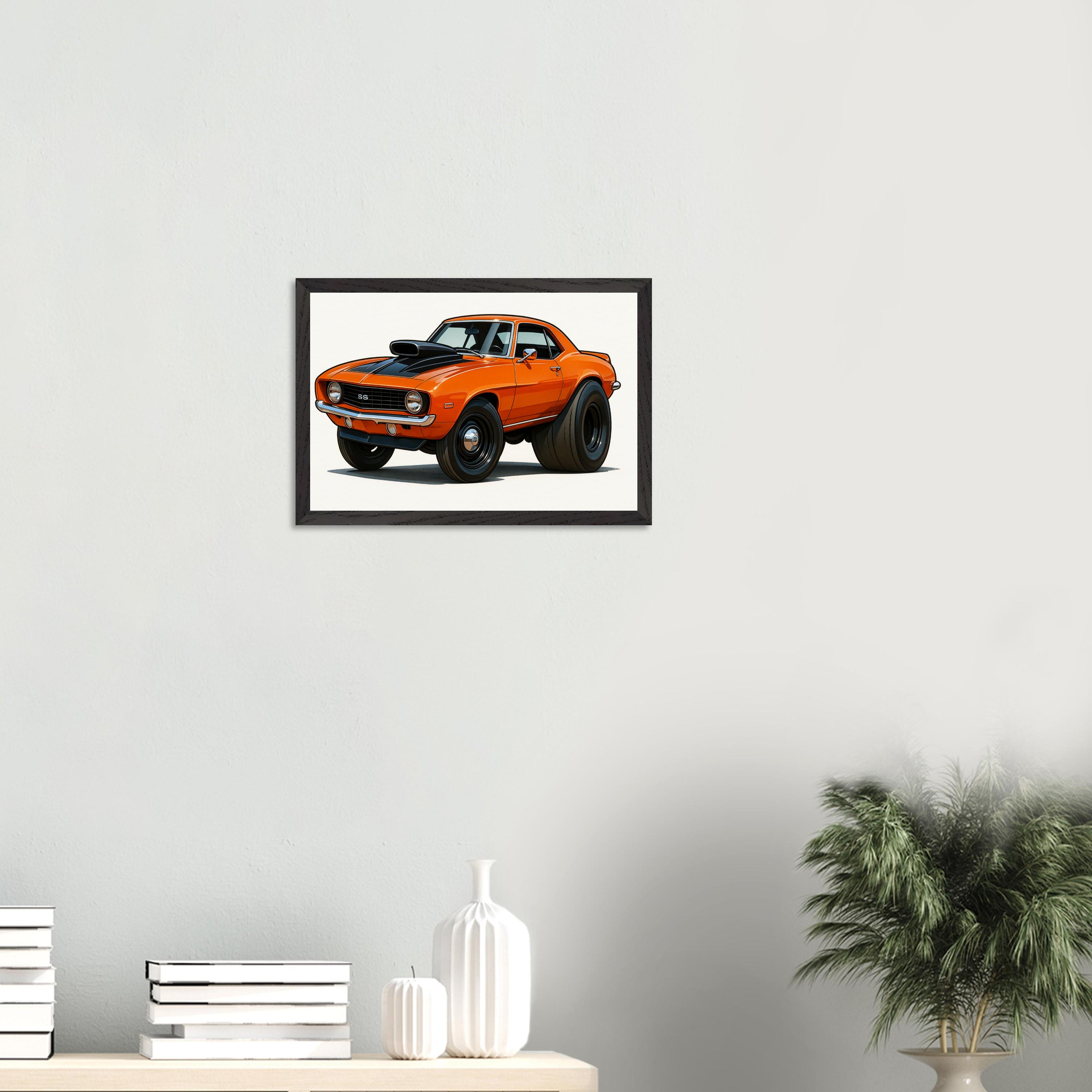 Camaro SS Poster – Orange & Black Muscle Car Print - Etsy
