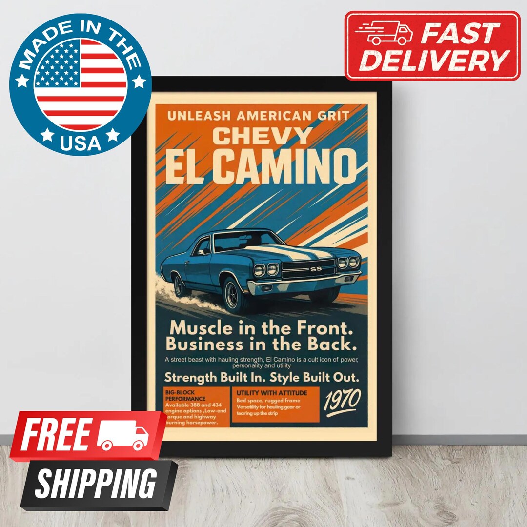 Chevy El Camino Poster – Vintage Muscle Car Wall Art – Gift for Dad ...