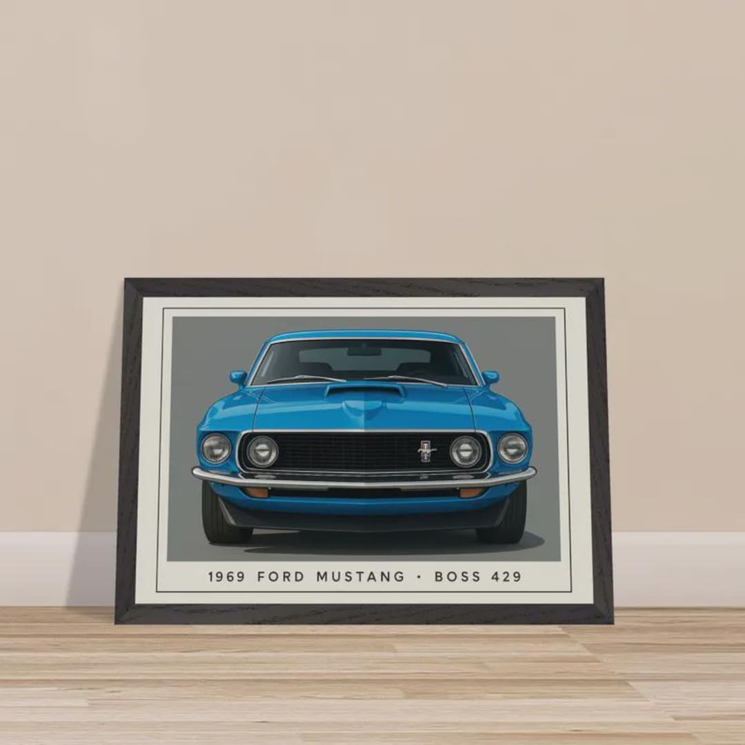 1969 Boss 429 Mustang Poster – Ford Muscle Car Garage Wall Art - Etsy