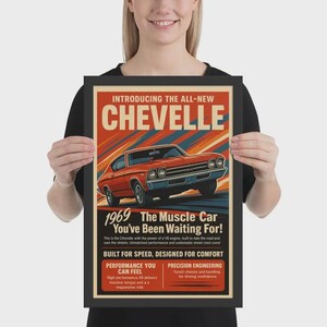 1969 Chevy Chevelle Poster – Classic Muscle Car Wall Art – Gift for ...